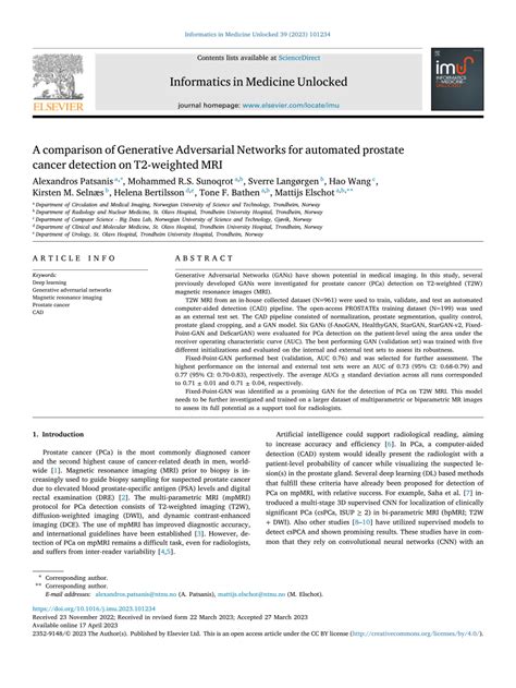 Pdf A Comparison Of Generative Adversarial Networks For Automated Prostate Cancer Detection On