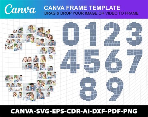 Number Photo Collage Canva Frame Template 0 1 2 3 4 5 6 7 8 9 Poster