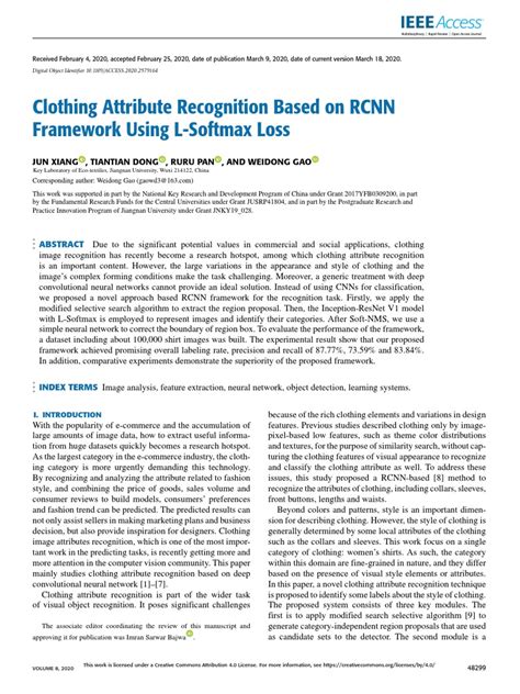 Clothing Attribute Recognition Based On Rcnn Framework Using L Softmax Loss Pdf Deep