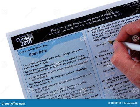 2010 Census Form With Hand And Pen Stock Image Image Of