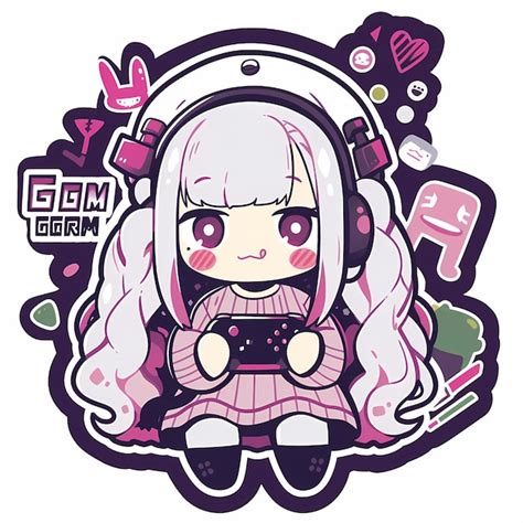 Premium Ai Image Minimal Japanese Kawaii Gamer Girl Chibi Anime Vector Art Sticker With Clean