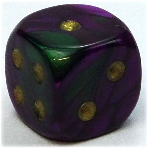 Chessex Gemini 12mm D6 Green Purple Wgold