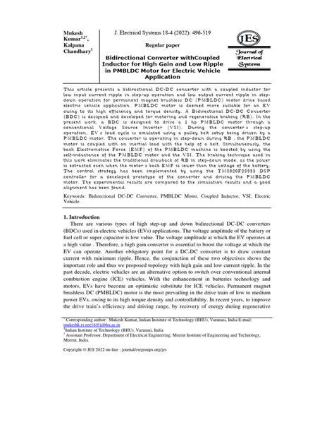 Bidirectional Converter Withcoupled Inductor For High Gain And Low Ripple In Pmbldc Motor For