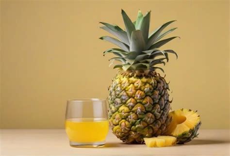 Premium Ai Image A Beautiful Glass Pineapple Juice Ai Generated