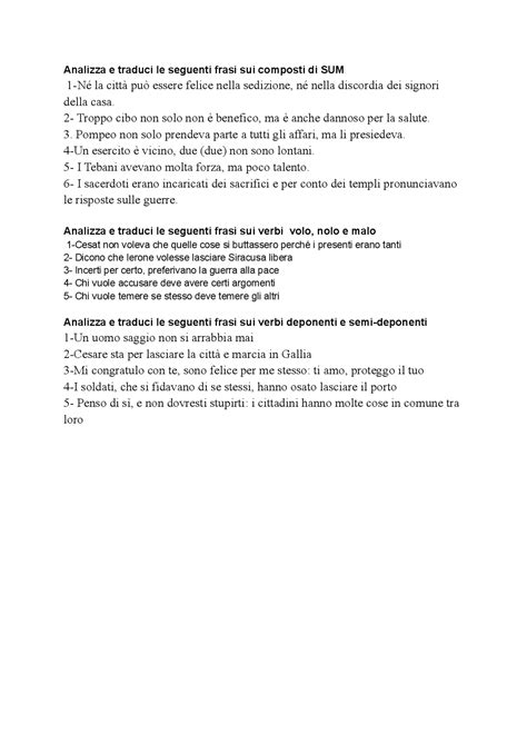 Esercizi E Traduzione Latino Italiano Esercizi Di Latino Docsity