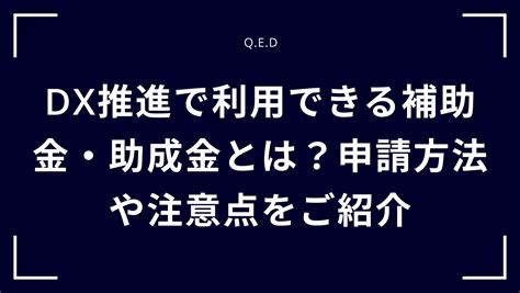 Dx推進で利用できる補助金・助成金とは？申請方法や注意点をご紹介 株式会社qed リーンスタートアップ×ノーコードを用いた新規事業の開発支援