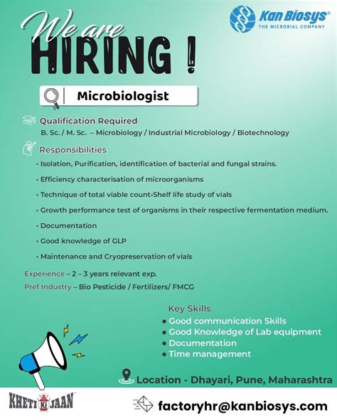 Kan Biosys On Linkedin Hiringalert Wearehiring Microbiologist