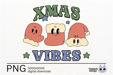 Cute Christmas Vibes Groovy Retro Xmas Graphic By Tnwan · Creative Fabrica