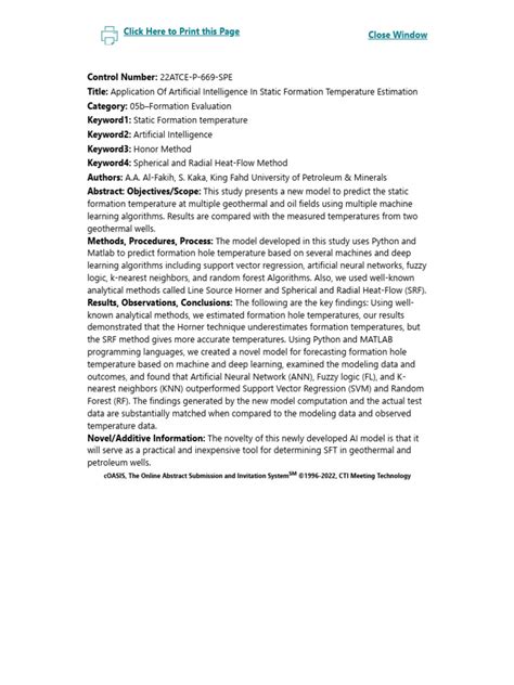 Application Of Artificial Intelligence In Static Formation Temperature Estimation Pdf