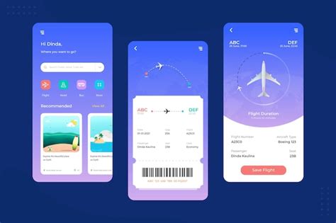 Premium Vector User Interface For Flight Ticket Booking Apps