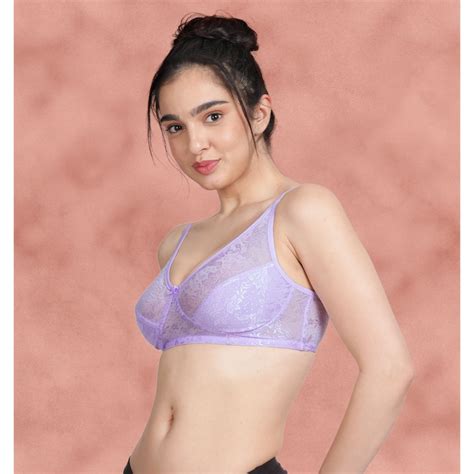 Buy Shyaway Women Lavender Non Padded Wirefree Lace Bra Online