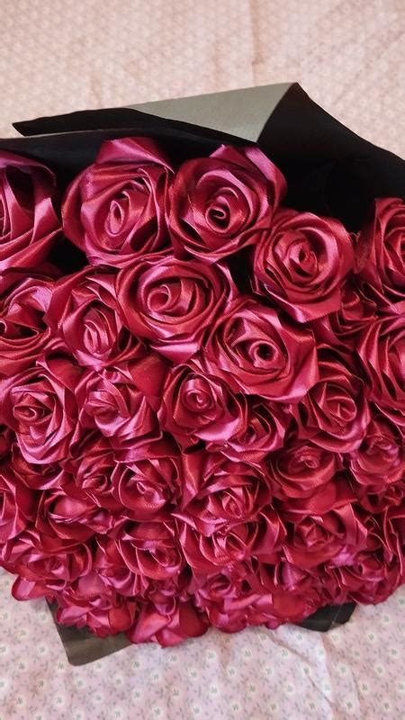 Квіти з атласної стрічки букет — ціна 630 грн у каталозі Штучні квіти