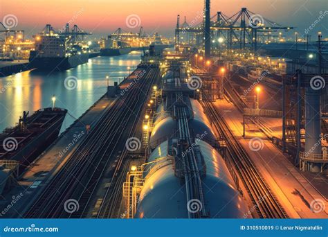 Loading And Unloading Operations At Marine Terminal Stock Image Image