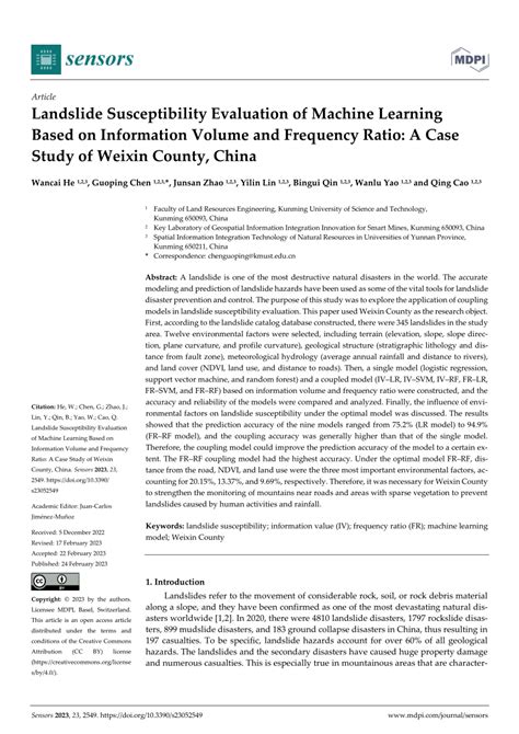 Pdf Landslide Susceptibility Evaluation Of Machine Learning Based On
