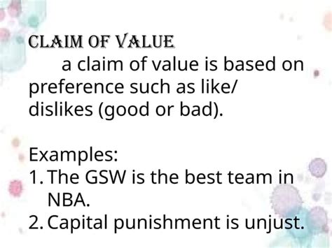 The Six Most Common Types Of Claim Are Fact Definition Value Cause