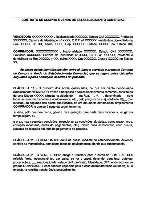 Modelo De Contrato De Compra De Empresa