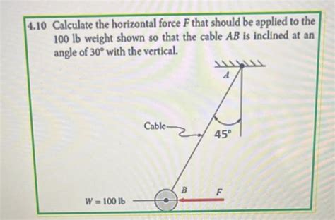 Solved 4 10 Calculate The Horizontal Force F That Should Be Chegg Com