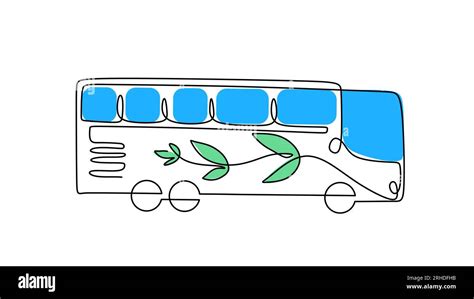 One Line Drawing Of Electric Bus Isolated On White Background Continuous Single Line Minimalism