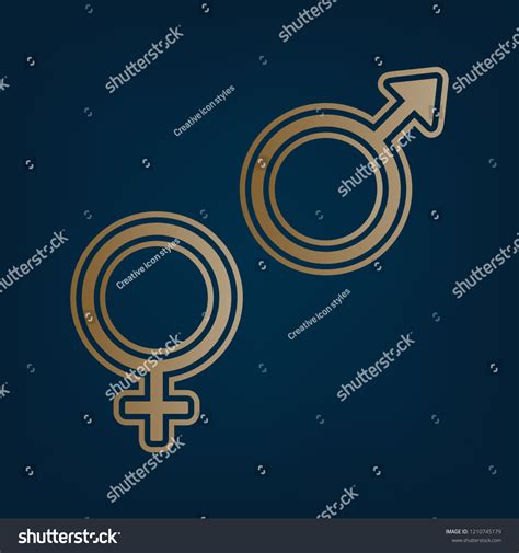Sex Symbol Sign Vector Golden Icon Stock Vector Royalty Free