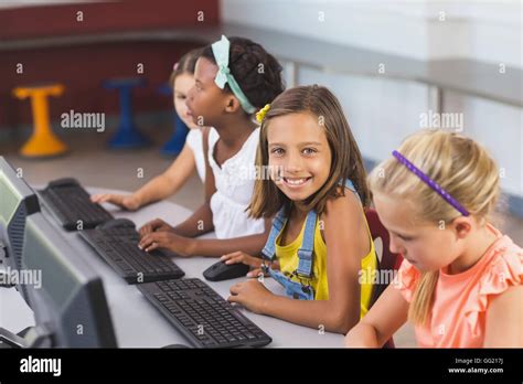 Babegirl In Class Using Computer Stock Photos Babegirl In Class Using Computer Stock