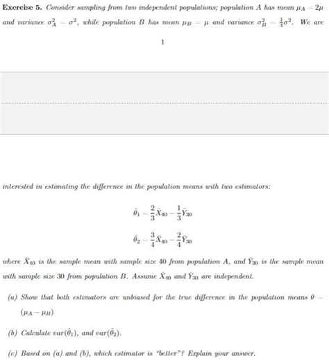 Solved Exercise 5 Consider Sampling From Two Independent Chegg Com