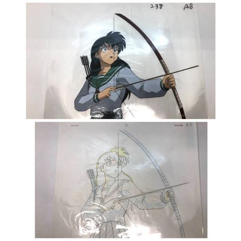 Inuyasha Kagome Higurashi Animation Cel W Original Picture Holding A