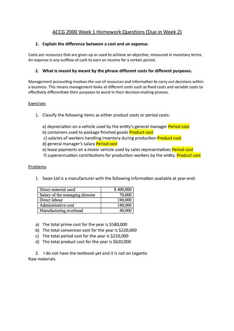 Accg 2000 Week 1 Homework Questions Accg 2000 Week 1 Homework Questions Due In Week 2