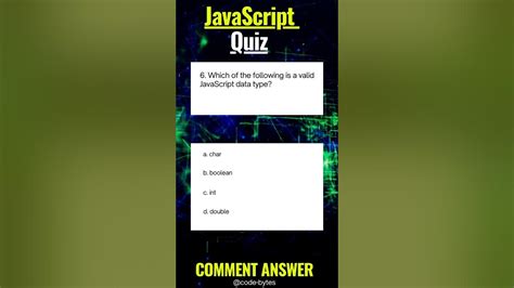 Js Mcq Which Of The Following Is A Valid Javascript Data Type Javascript Interview Shorts
