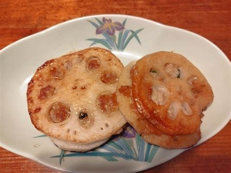 レンコンの挟み焼きとポテトサラダ。 主夫ゴルフ