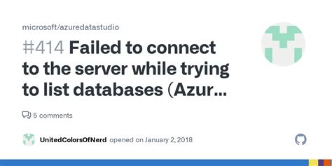 Failed To Connect To The Server While Trying To List Databases Azure Sql · Issue 414