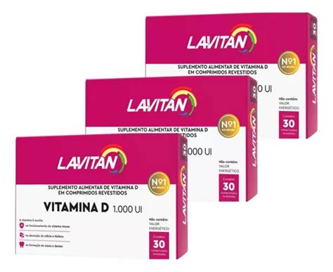 Vitamina D 1000ui Lavitan Kit 3 Caixas 30 Comp Cada MercadoLivre