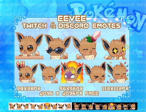 Eevee Twitch Emotes Bundle Eevee Emotes Pack Eevee Discord Etsy