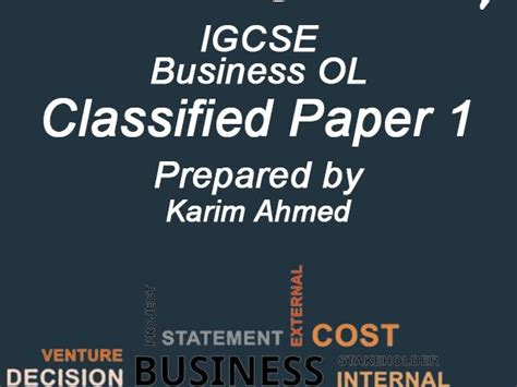 Igcse Business According P1 Teaching Resources