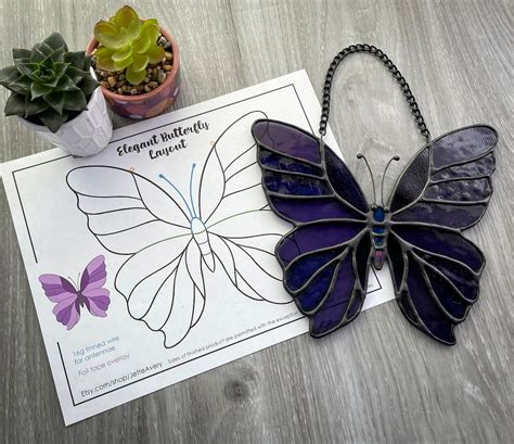 Pattern Elegant Butterfly Stained Glass Suncatcher Etsy