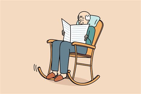 anciano sentado en una mecedora leyendo el periódico el viejo abuelo