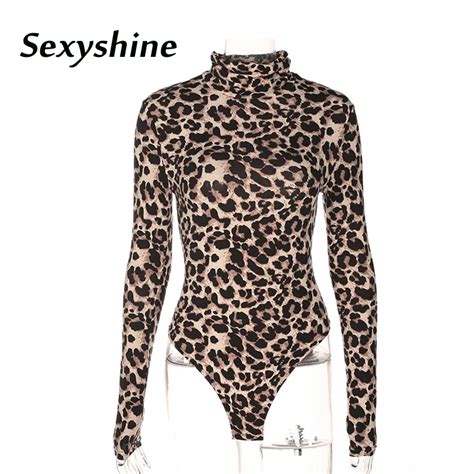 Sexy Leopard Bodysuit Women Summer 2018 Bodycon Long Sleeve One Piece