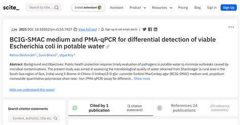 Bcig Smac Medium And Pma Qpcr For Differential Detection Of Viable Escherichia Coli In Potable