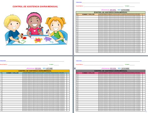 Registro Para El Control De Asistencia Diario Por Meses Todas Las