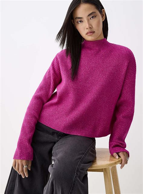 Ribbed Mock Neck Boxy Fit Sweater Twik Shop Womens Turtlenecks And