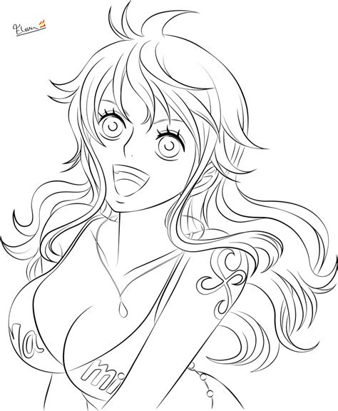 Onepiece Lineart Nami By Helenha On Deviantart