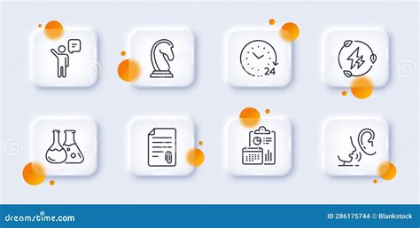 Marketing Strategy Agent And 24 Hours Line Icons Pack For Web App 3d Glass Buttons Vector