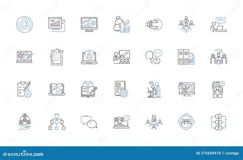 Merging Businesses Line Icons Collection Synergy Consolidation