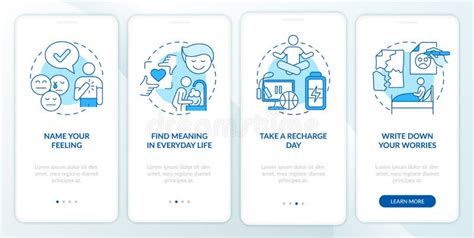Improving Mental Health Blue Onboarding Mobile App Screen Stock Vector Illustration Of Health
