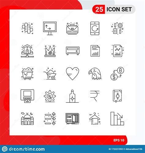 Conjunto Creativo De 25 Iconos De Contorno Universal Aislados En Fondo