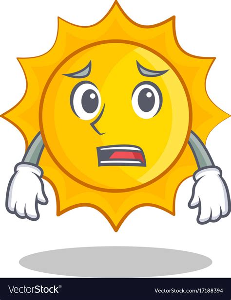 Afraid Cute Sun Character Cartoon Royalty Free Vector Image