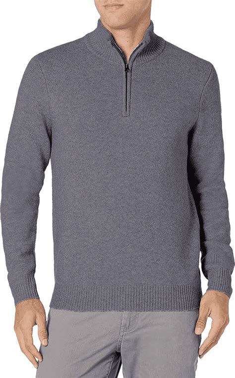 Somer Mens Pullover Sweaters Slim Fit Quarter Zip Mock Neck Long