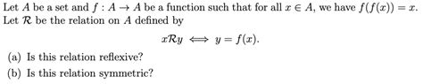 Solved Let A Be A Set And F AA Be A Function Such That For Chegg