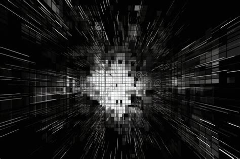 Monochromatic Distorted Grid Pattern With A Glitch Effect Stock