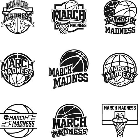 March Madness Basketball Logos Basketball Silhouette Illustration