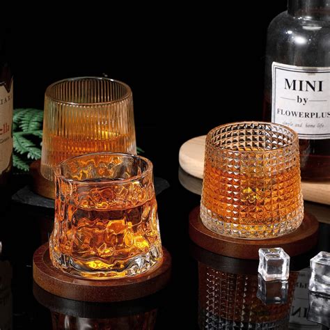 Juego De 12 Vasos De Whisky Giratorios Antiguos Con Posavasos Creativos